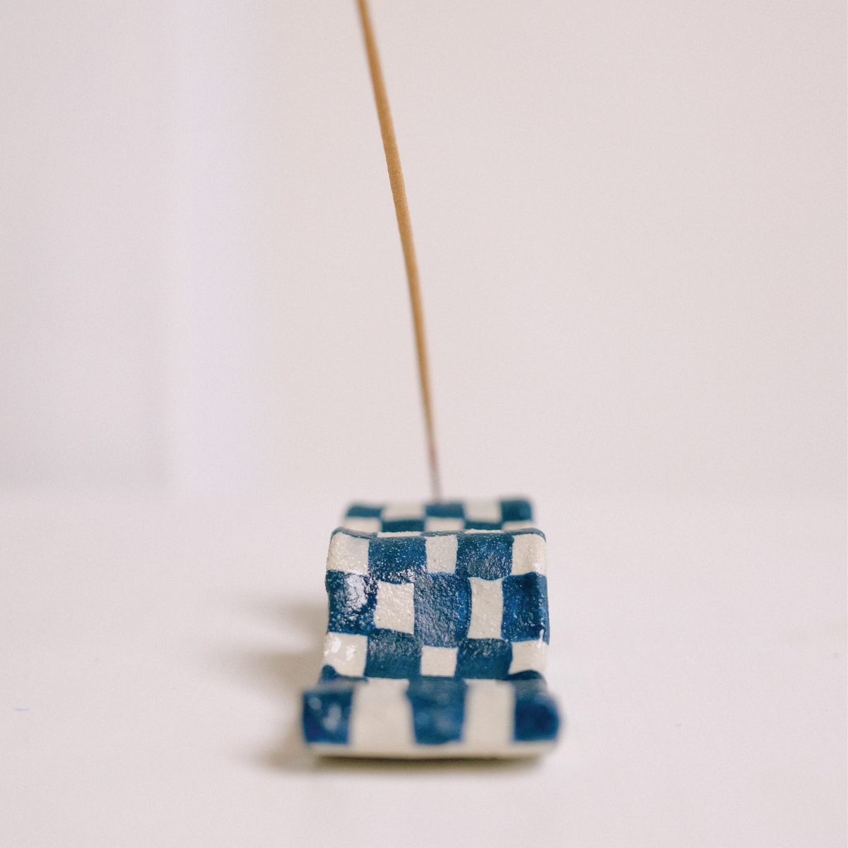 Incense Holder in Blue Check – Messy by Mahlia